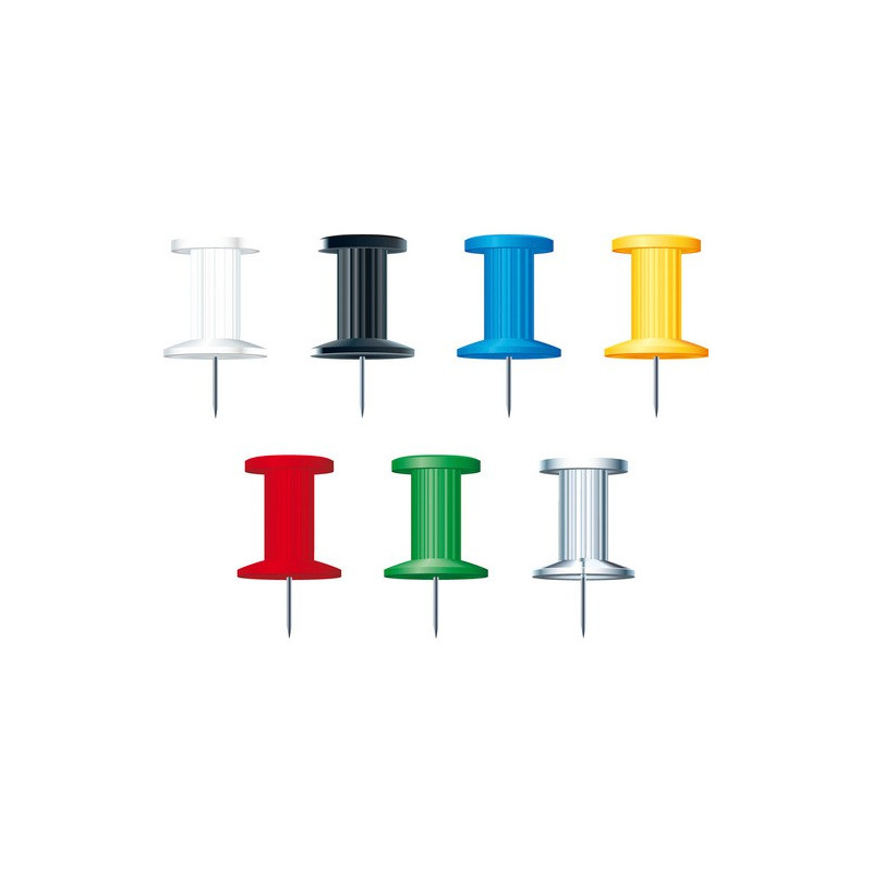25x Epingles Push Pins EXACOMPTA - 7mm x ⌀10mm - ASSORTIES