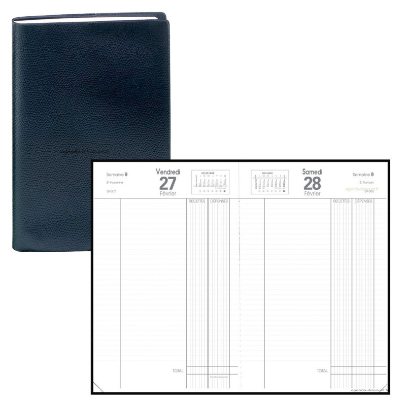 Agenda 2024 QUOVADIS RECETTES/DEPENSES Vanolin noir 13x21cm - 1 jour ...