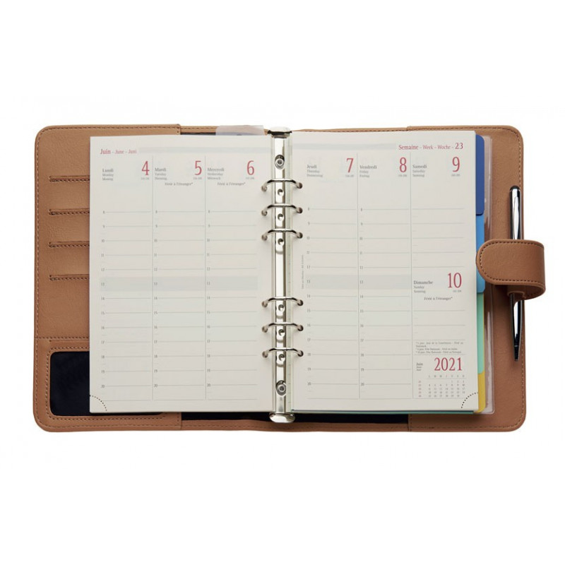 Organiseur OBERTHUR 21 MILANO en toile enduite CAMEL - format 19x23cm