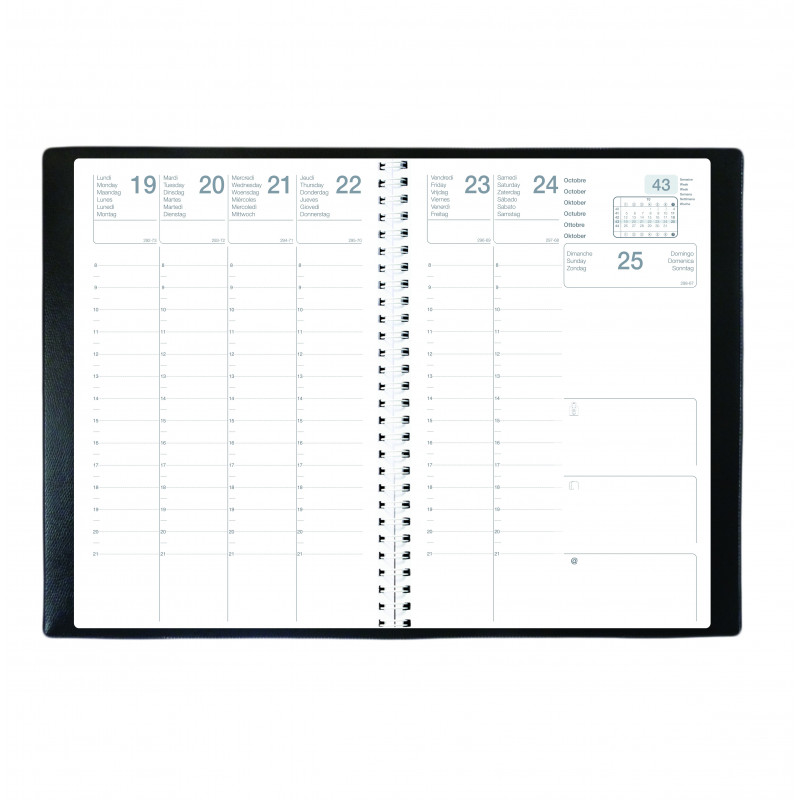 Agenda 2026 EXDI à spirale - 16x24 cm OLYMPE S ML Alpha noir - 1 ...